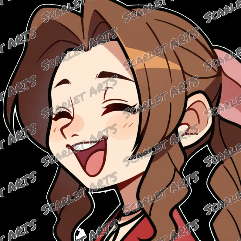 Aerith Final Fantasy VII FF7 Emotes / Stickers Anime Chibi Style Twitch ...