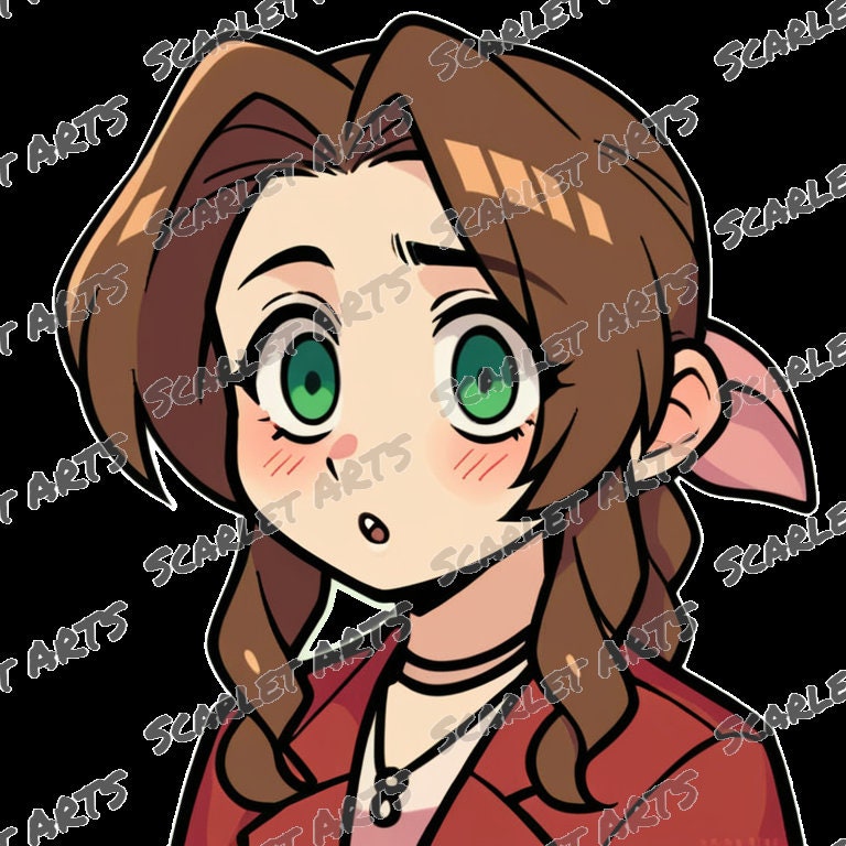 Aerith Final Fantasy VII FF7 Emotes / Stickers Anime Chibi Style Twitch ...