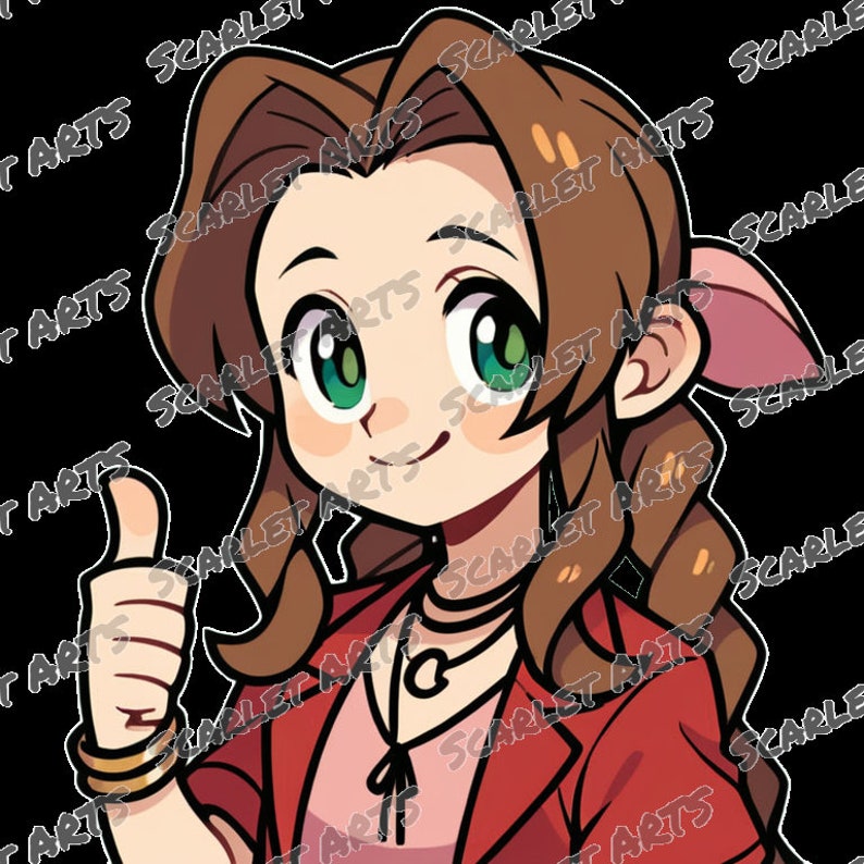 Aerith Final Fantasy VII FF7 Emotes / Stickers Anime Chibi Style Twitch ...