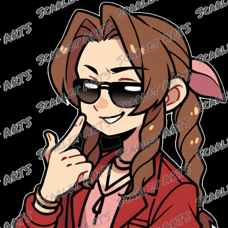 Aerith Final Fantasy VII FF7 Emotes / Stickers Anime Chibi Style Twitch ...