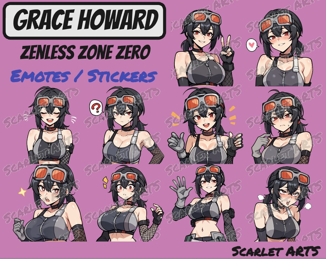 Grace Howard Zenless Zone Zero Emotes / Stickers Anime Chibi Style ...