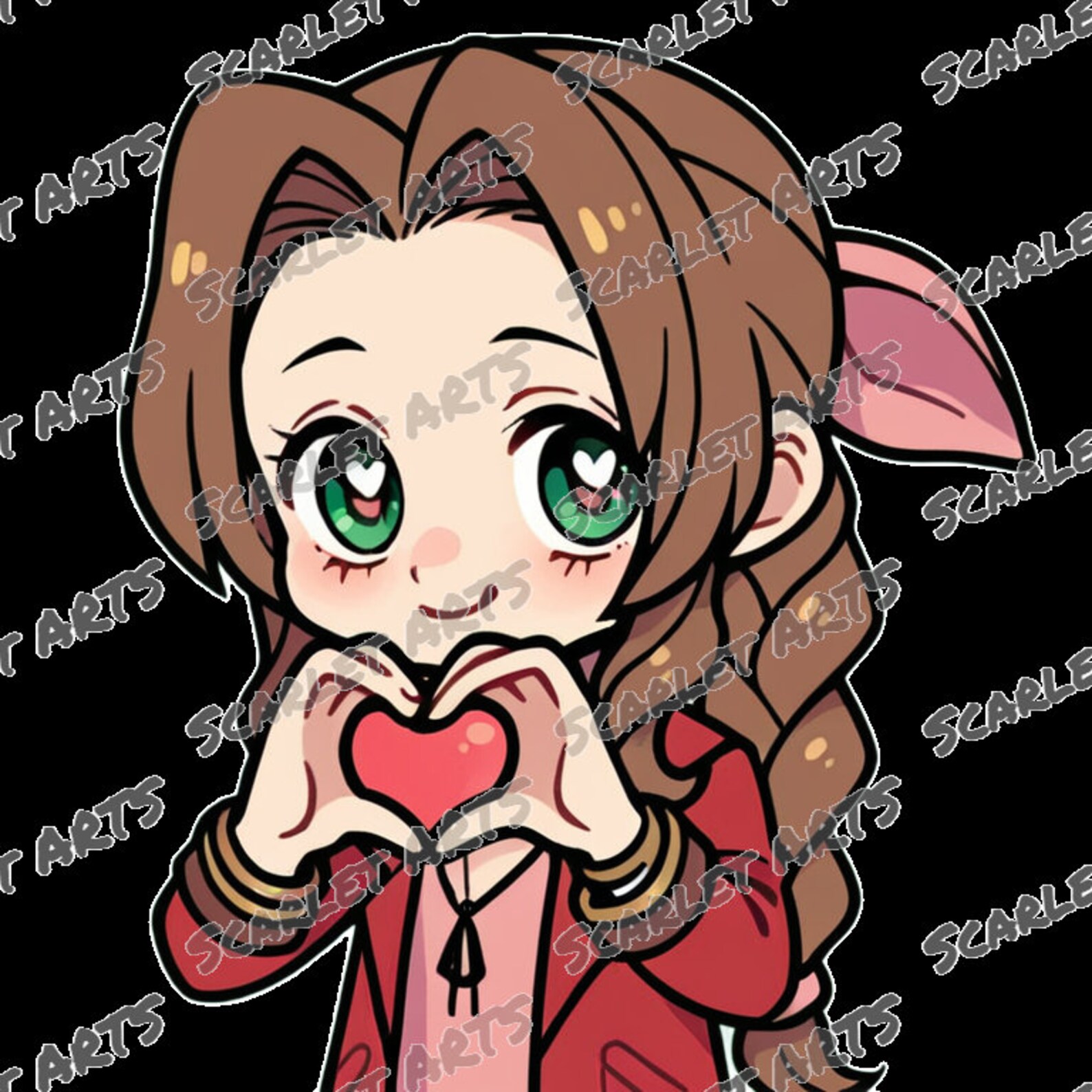 Aerith Final Fantasy VII FF7 Emotes / Stickers Anime Chibi Style Twitch ...