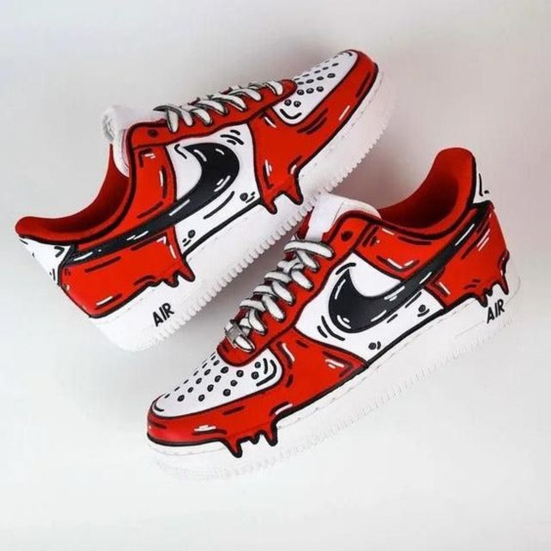 Custom Air Force1 , Handpainted Af1 Sneakers, Red Drip Cartoon Nike AF1 ...