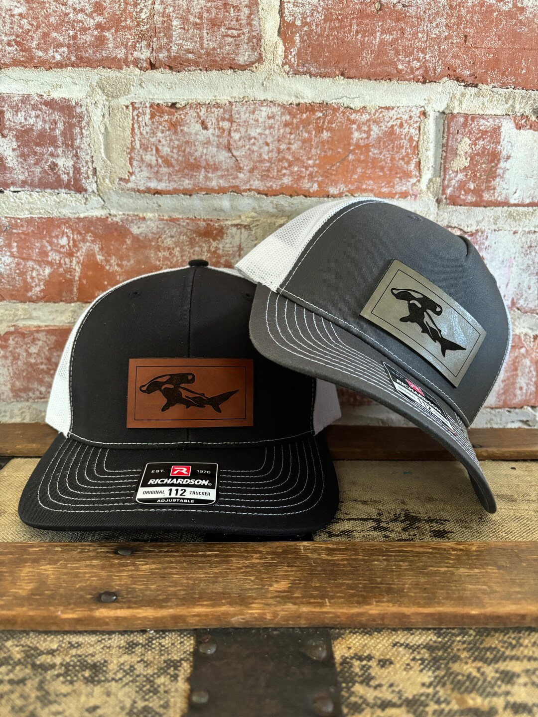 Hammerhead Shark Leather Patch Hat, Richardson 112, Trucker Hat - Etsy