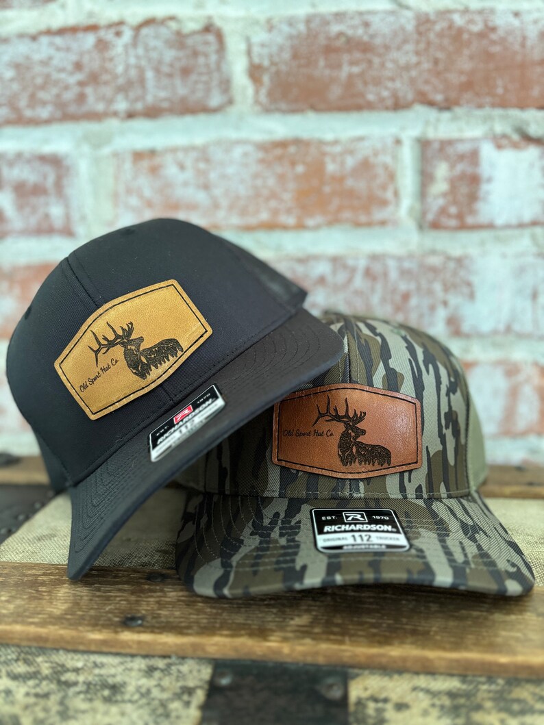 Elk Antler Leather Patch Hat, Richardson 112, Trucker Hat - Etsy