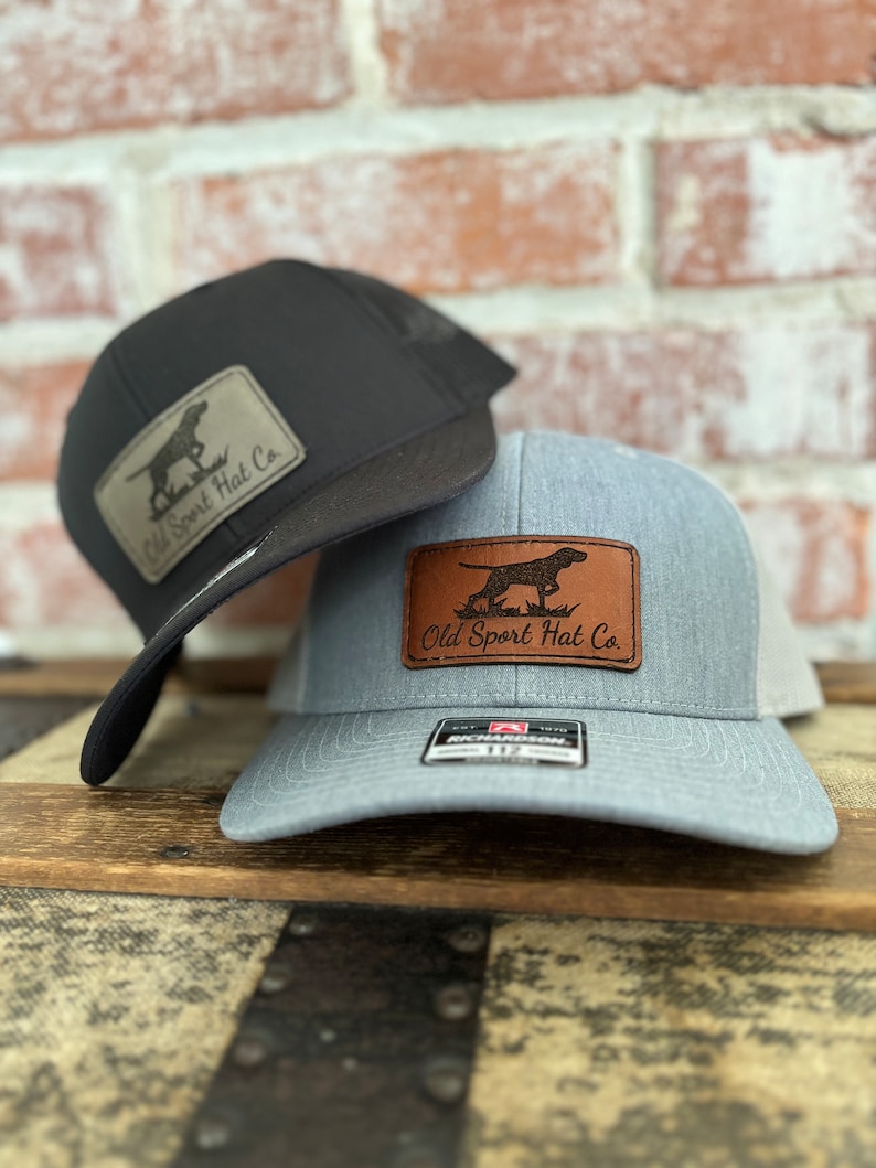 Pointer Dog Leather Patch Hat, Richardson 112, Trucker Hat - Etsy