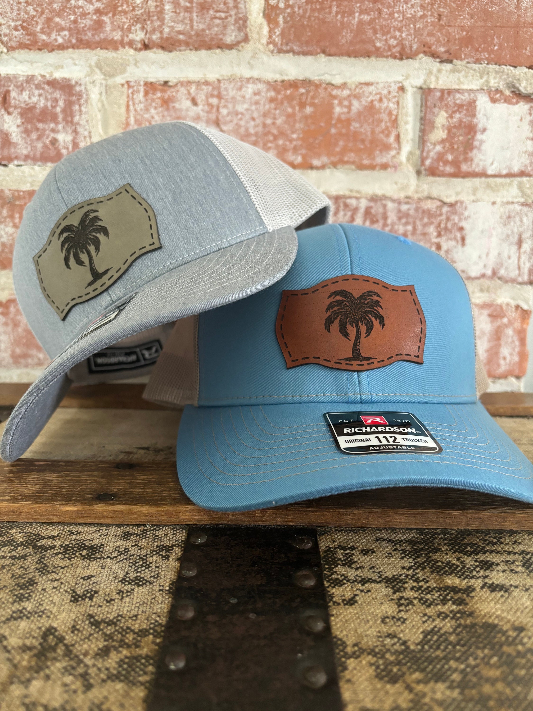 Palm Tree Leather Patch Hat, Richardson 112, Trucker Hat - Etsy