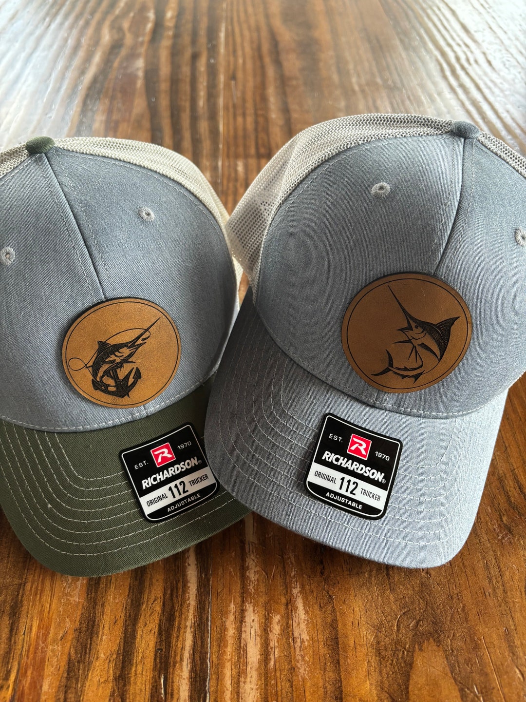 Marlin Leather Patch Hat, Richardson 112, Trucker Hat, Patriotic Hat - Etsy