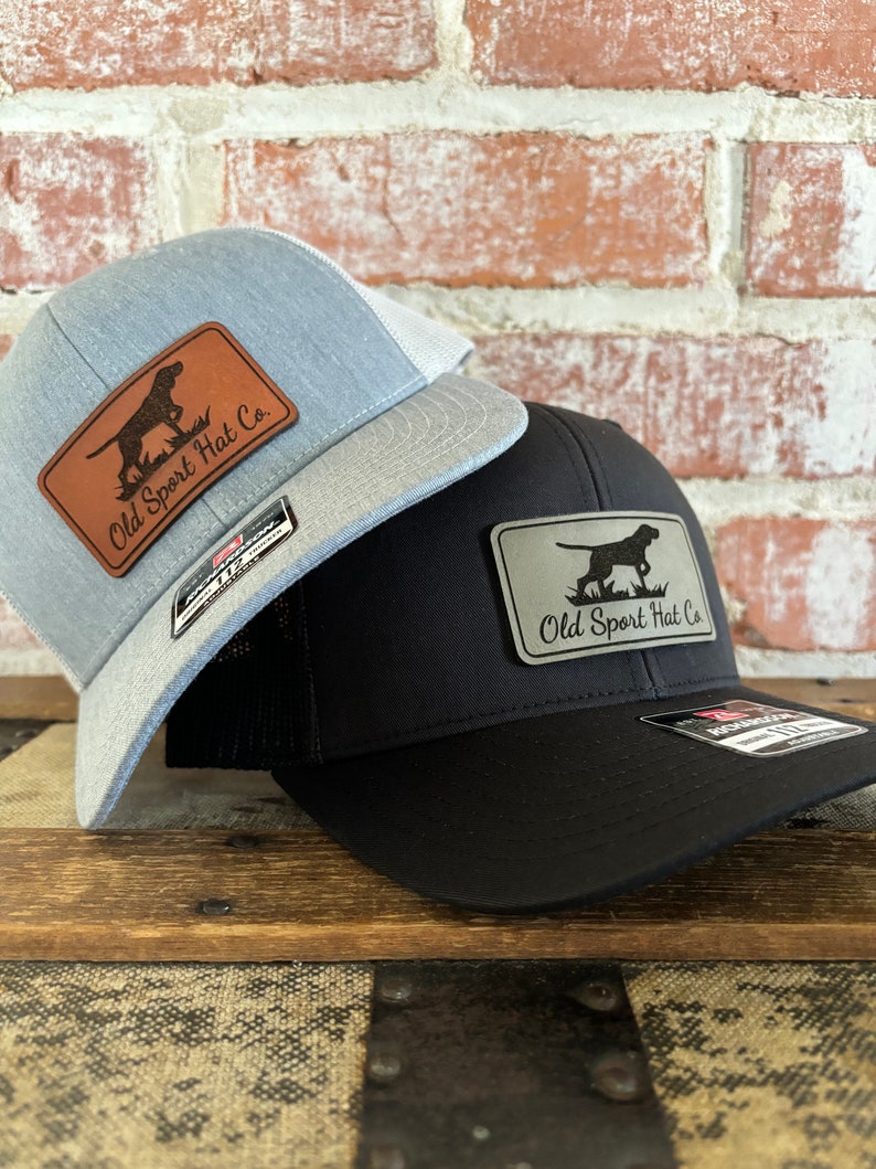 Pointer Dog Leather Patch Hat, Richardson 112, Trucker Hat - Etsy