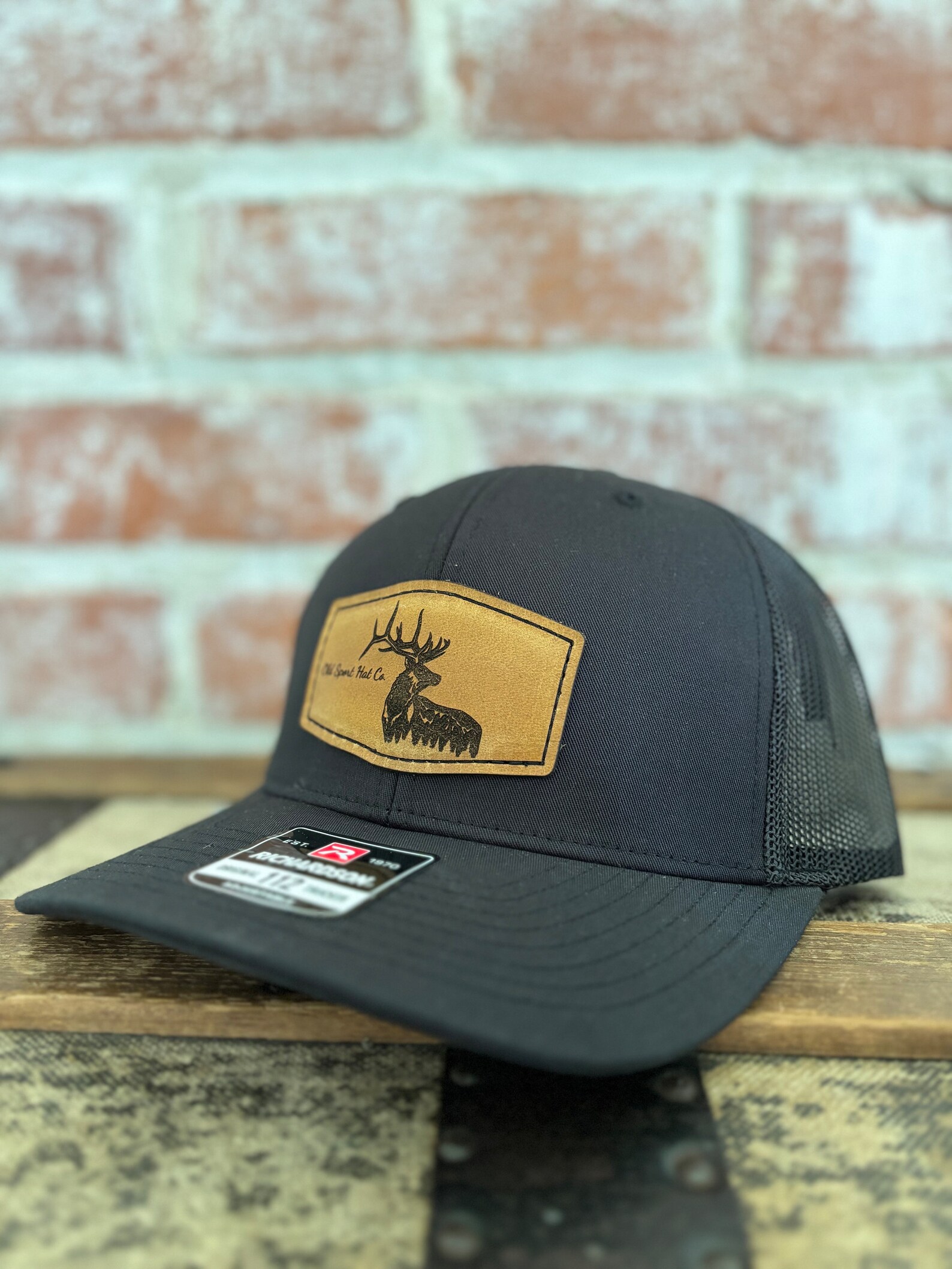 Elk Antler Leather Patch Hat, Richardson 112, Trucker Hat - Etsy
