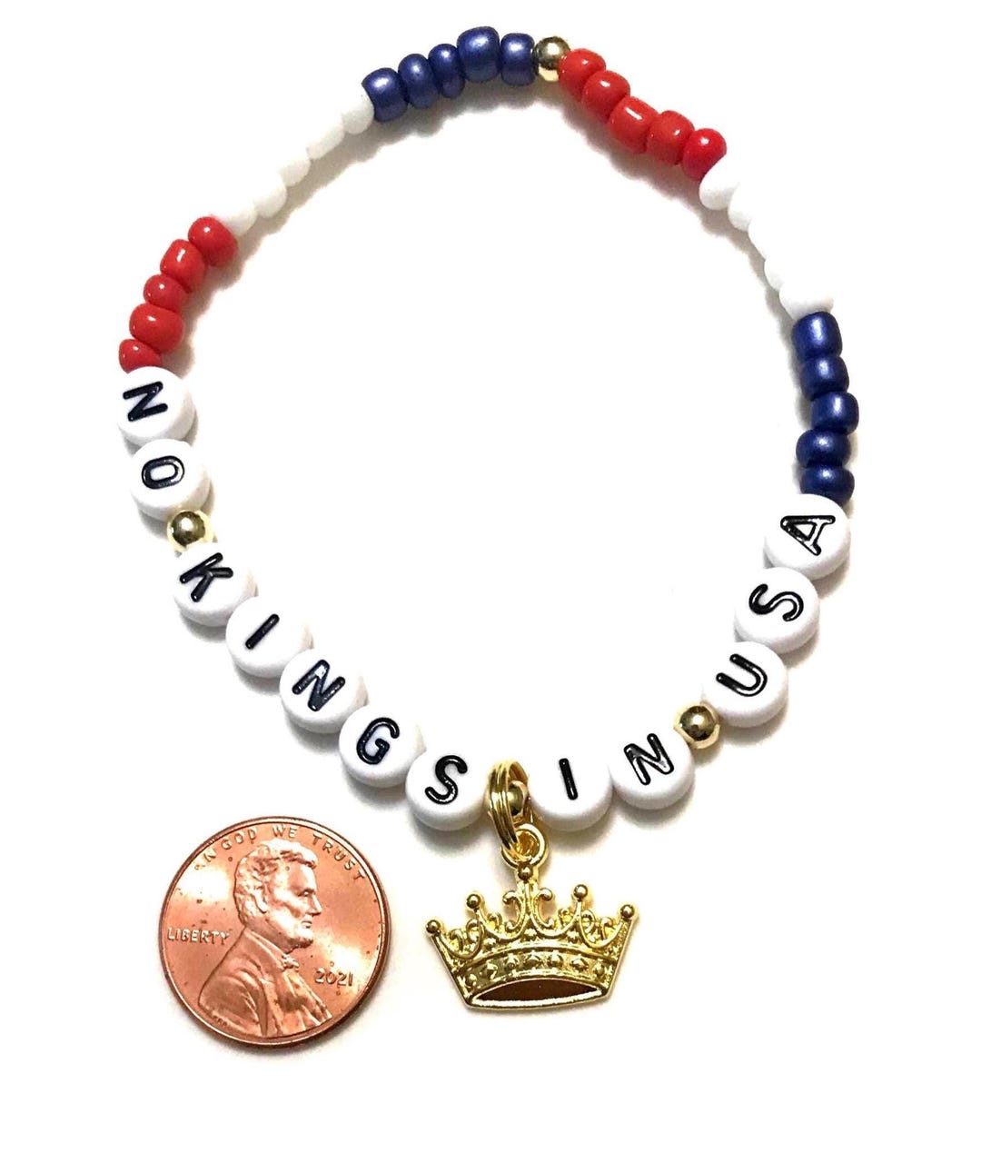 No Kings Beaded Bracelet, Patriotic Political Jewelry - Etsy