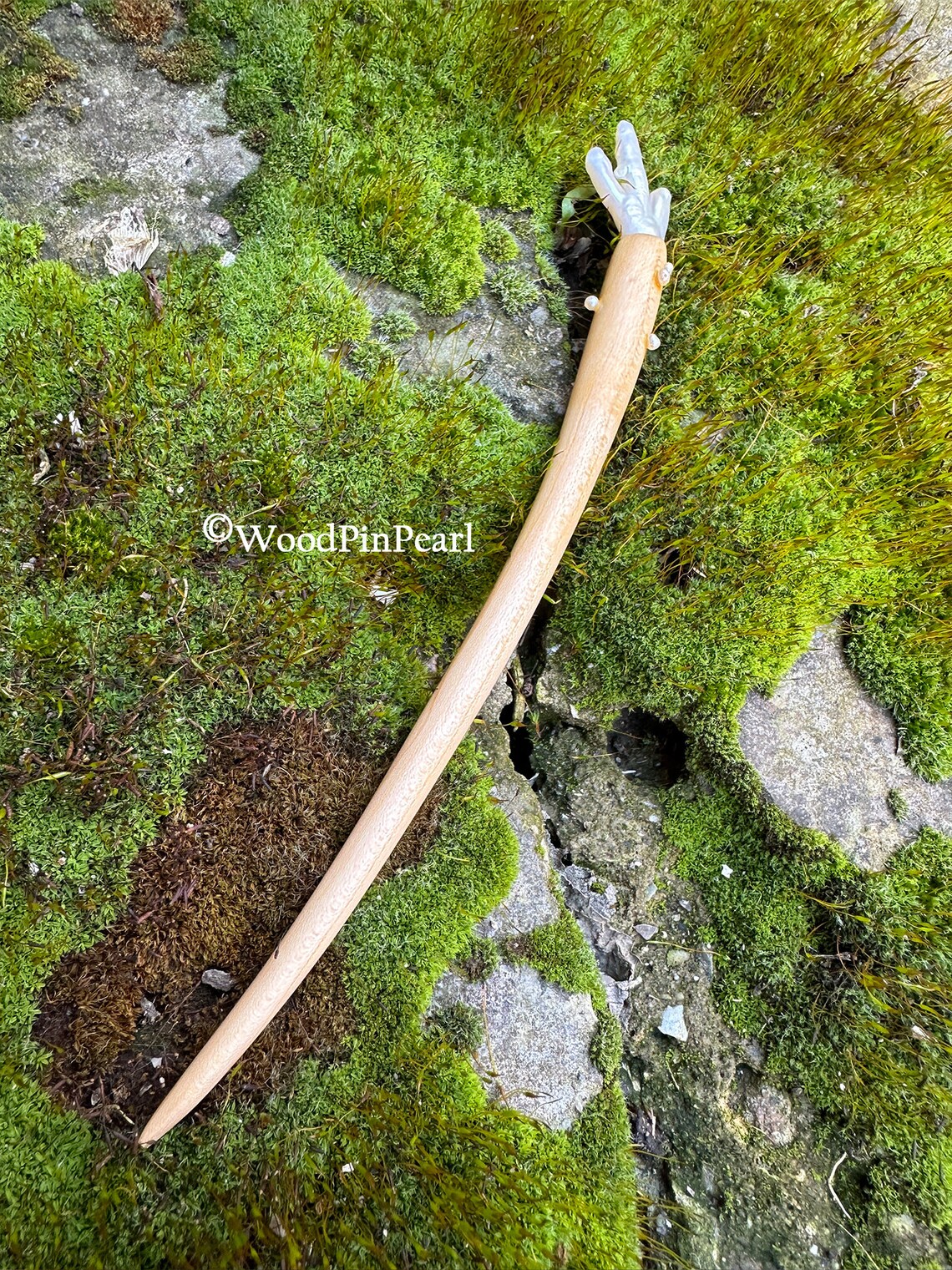 Wooden Hair Fork, Hair Pin for Hairstyle, Mother of Pearl, Nacre Inlay ...