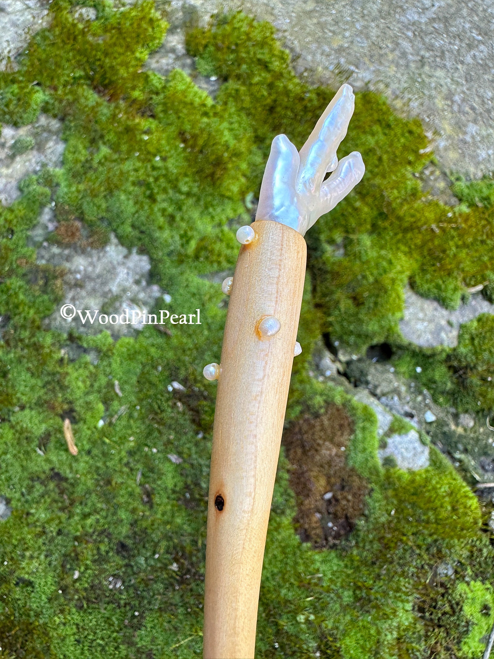 Wooden Hair Fork, Hair Pin for Hairstyle, Mother of Pearl, Nacre Inlay ...