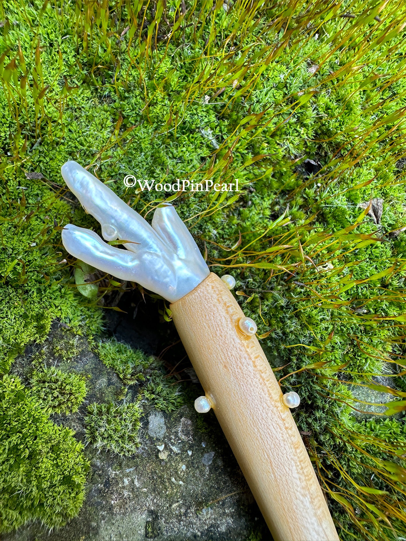 Wooden Hair Fork, Hair Pin for Hairstyle, Mother of Pearl, Nacre Inlay ...