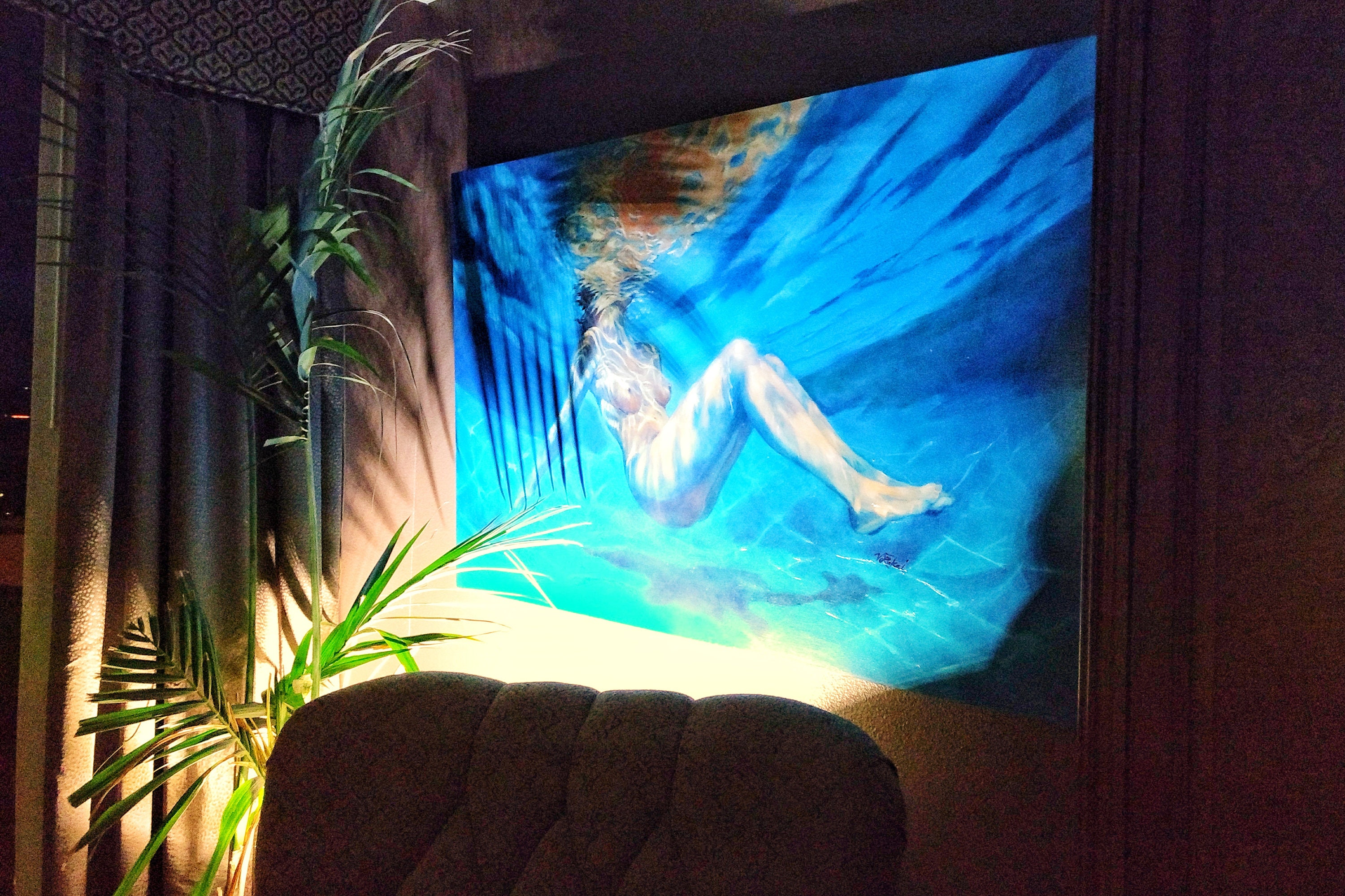 Floating Naked Girl Poster In Pool Deep End Hot Girl Posters Canvas 24