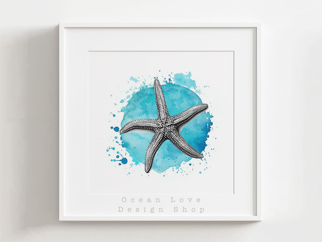 Watercolor Star Fish Drawing Wall Art for Ocean Lover Gift Star Fish ...