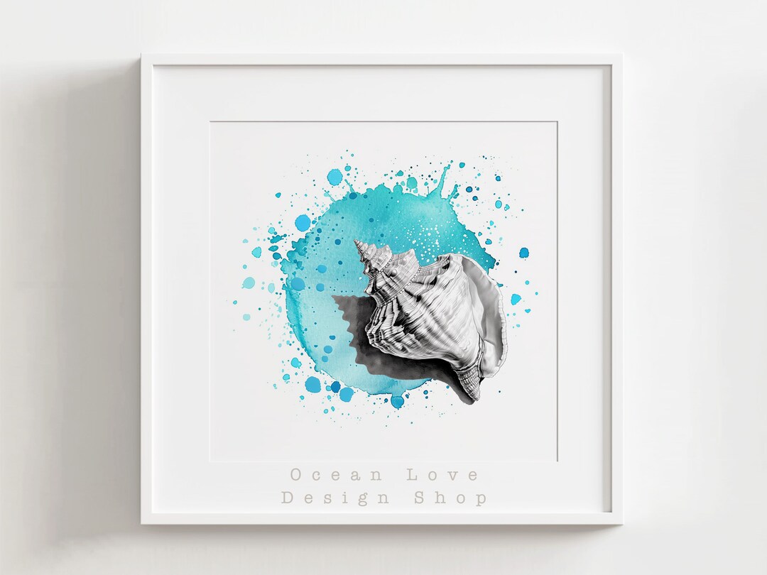 Watercolor Conch Drawing Wall Art for Ocean Lover Gift Conch Painting ...