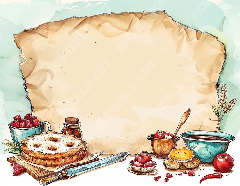 Baking Recipes Designed Papers VOL 1, 30 Illustrations Ready to Use ...