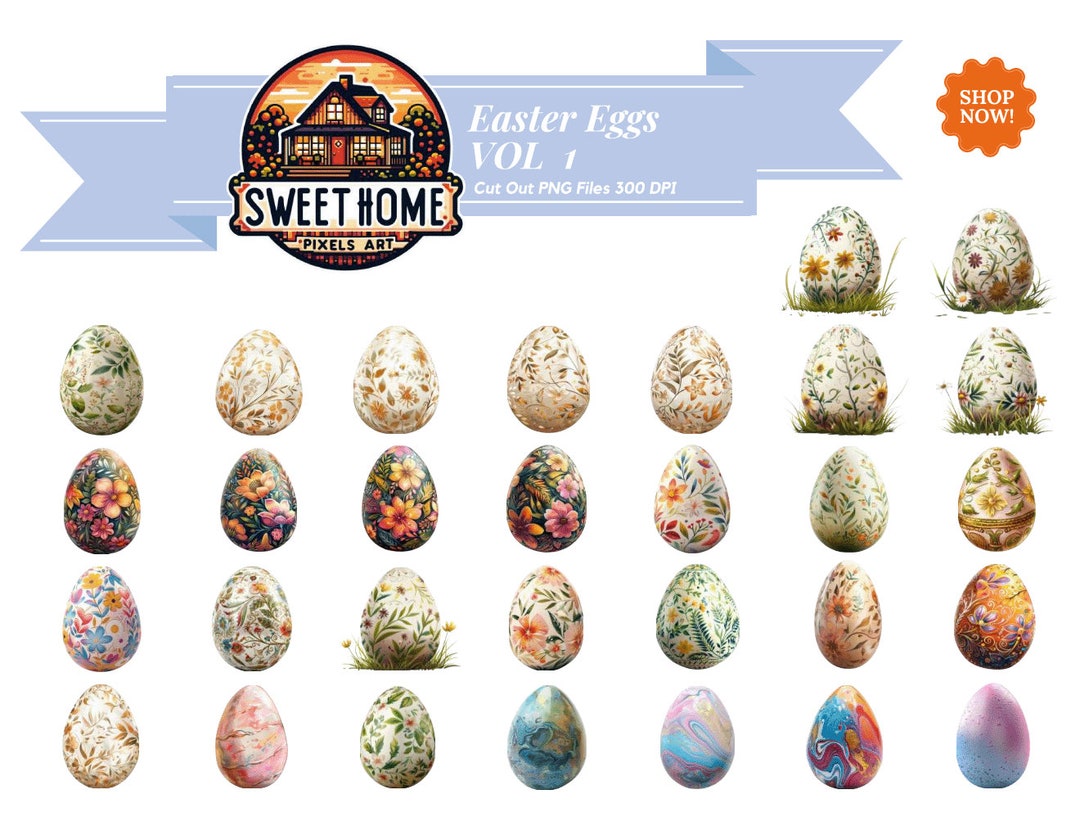 Easter Eggs Cut-out File, VOL 1, 30 Illustrations Ready to Use, Junk ...