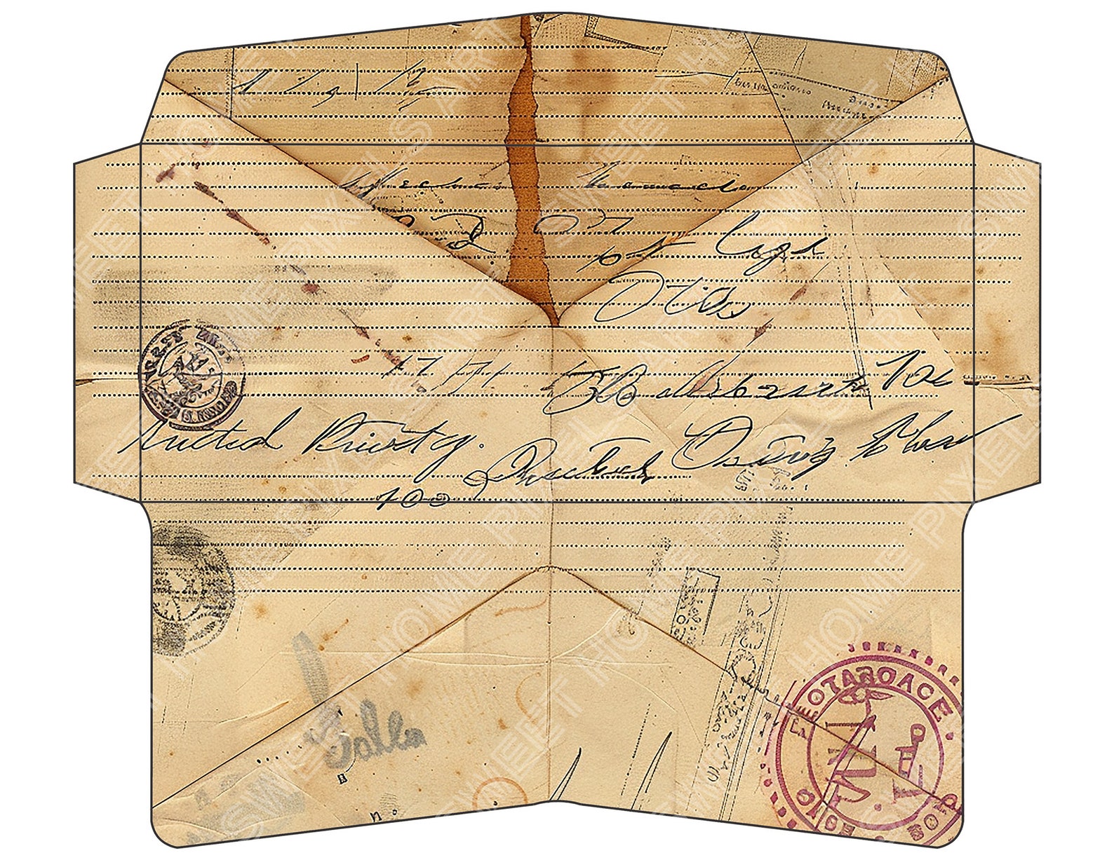 Vintage Ephemera Printable Envelope VOL 3 Junk Journal Cliparts Flowers ...