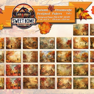 Autumn Dreamscape Printable Papers VOL 1, 30 Background Papers Junk ...