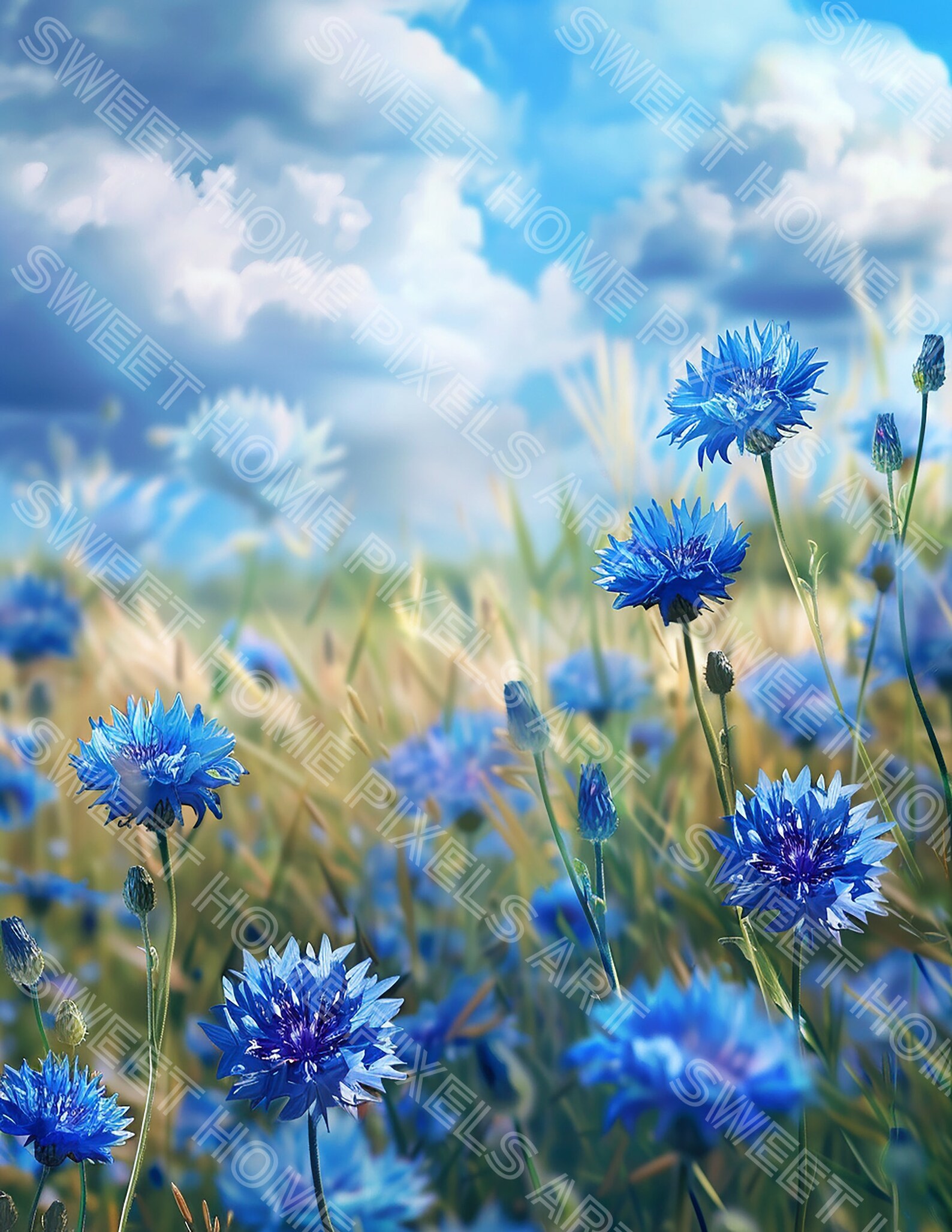 Cornflowers Field Designed Papers VOL 2, 30 Illustrations Ready to Use ...
