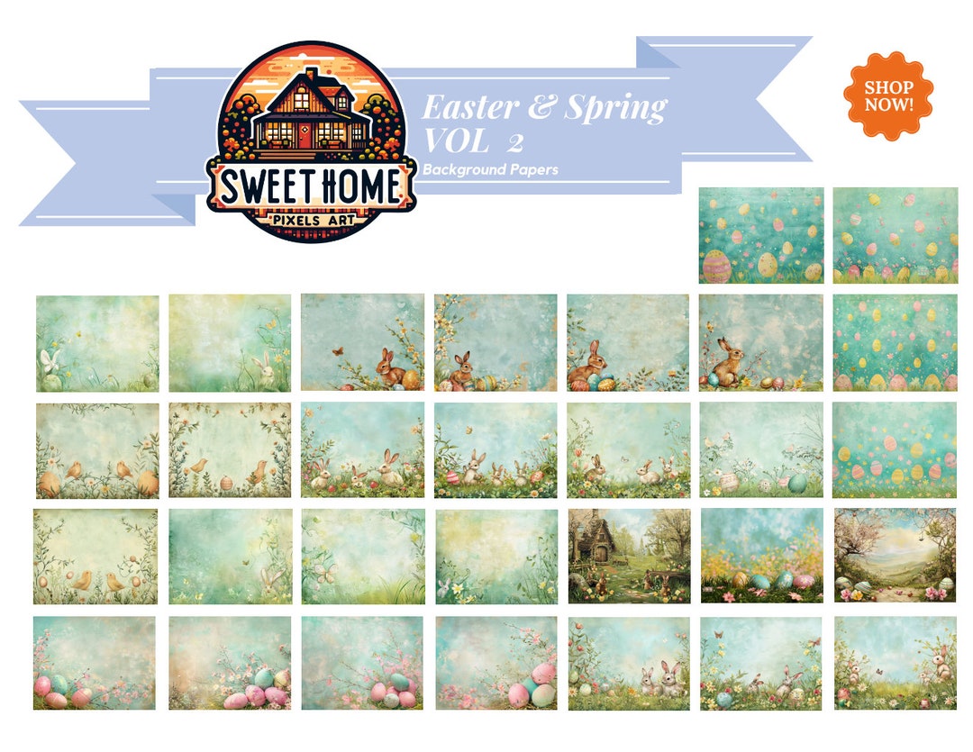 Easter/ Spring Designed Papers VOL 2, 30 Illustrations Ready to Use ...