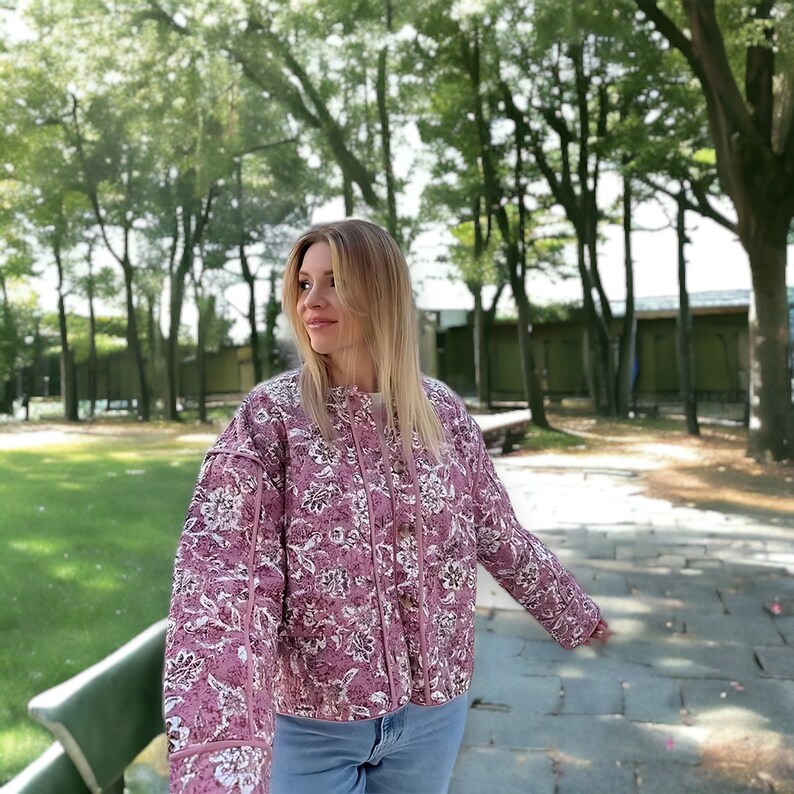 Flower Quilted Jacket Spring 2024 High Street Boho Style Quilted ...