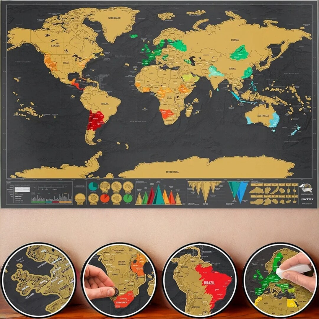 Scratch off Map World Scratch Laminated Map First Trip Planner World ...