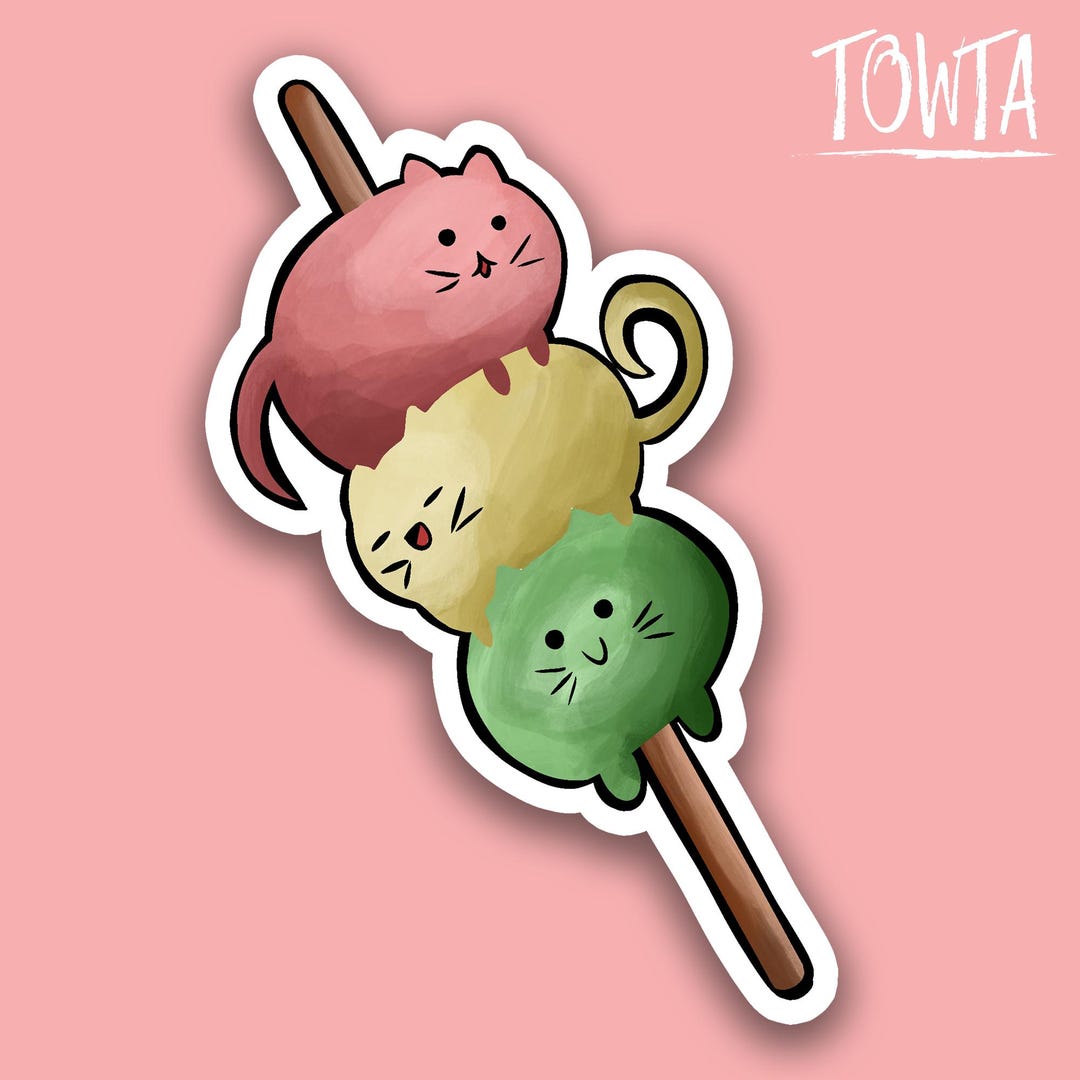 Dango Kitty | Waterproof Stickers | Cute Stickers - Etsy