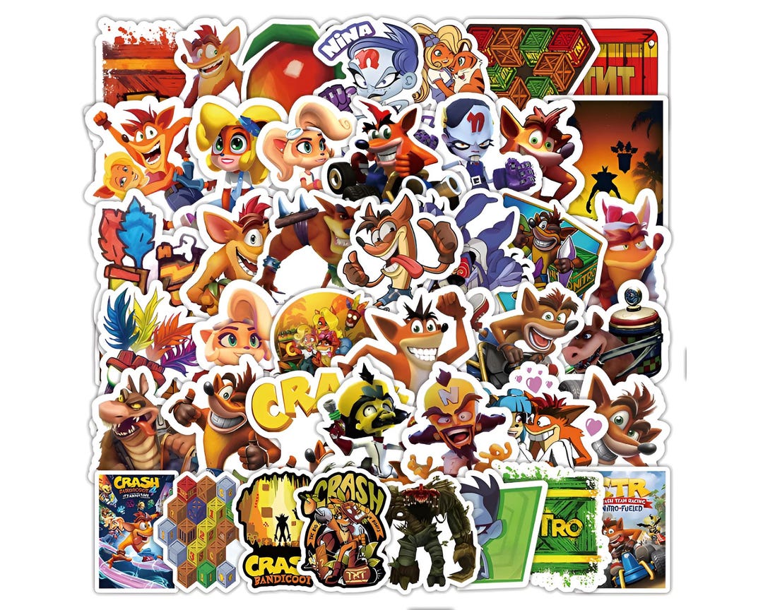 Crash Bandicoot Stickers Self Adhesive Games Gamer PC Console Journals ...