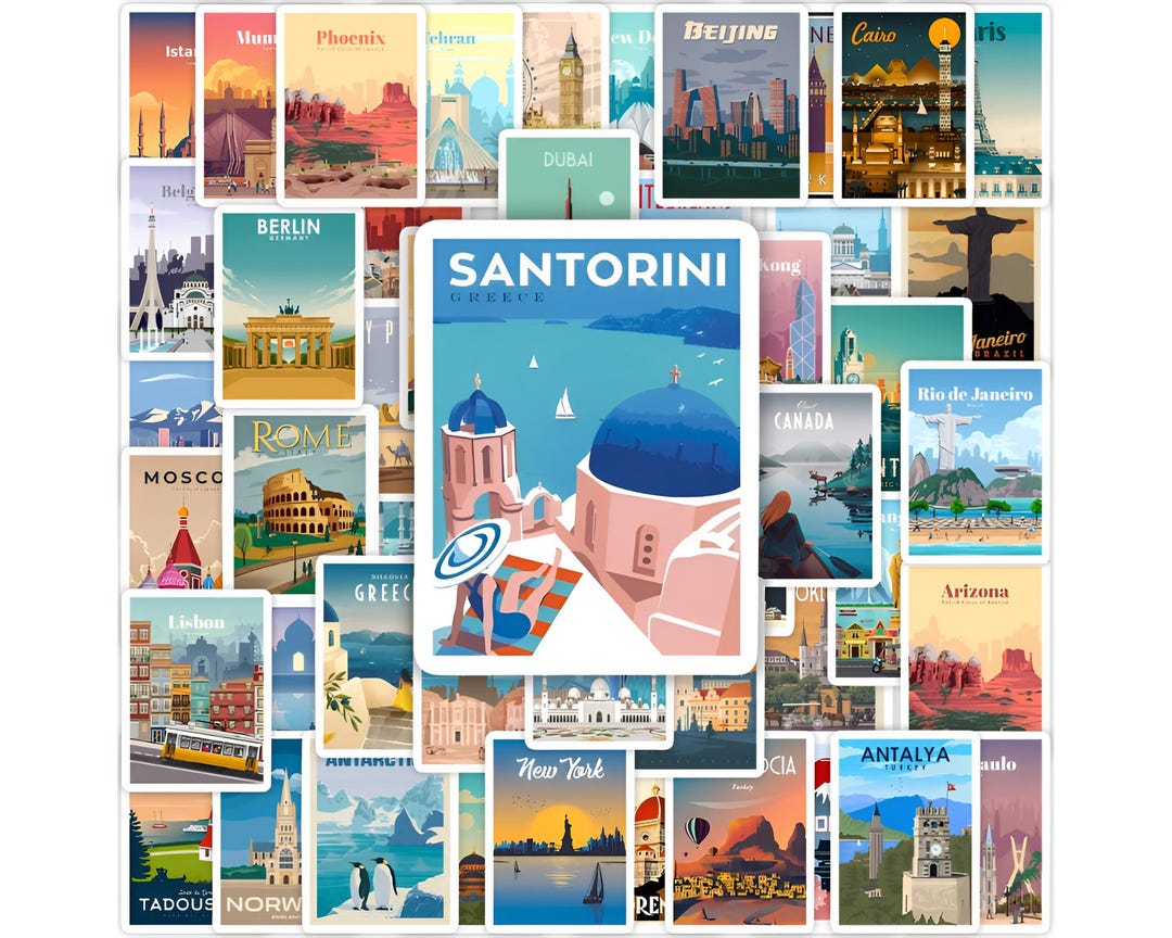 Famous Cities Landmarks Stickers Self Adhesive Travel-themed Journals ...