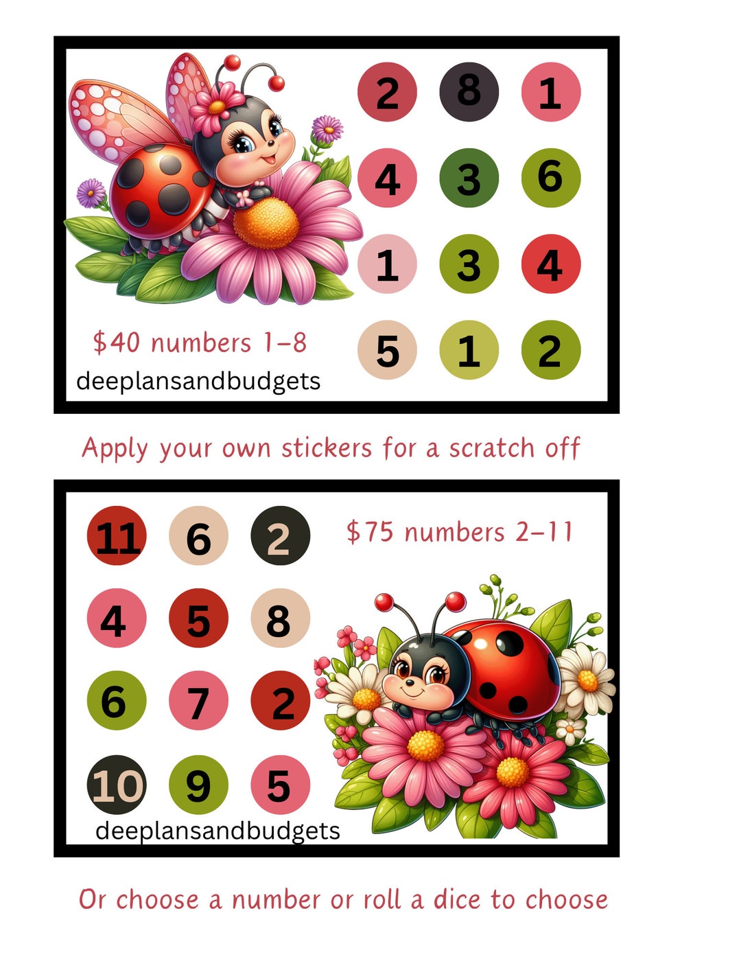 Ladybug Scratch or Roll - Etsy