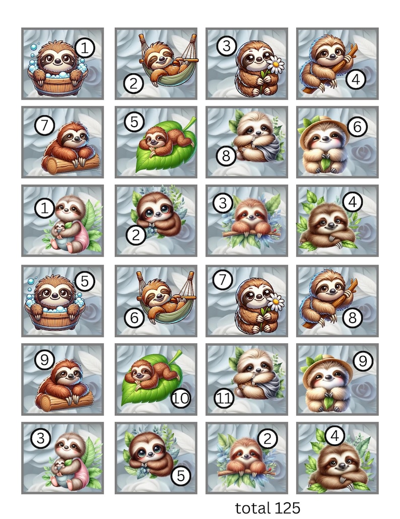 Sloth Mini Card Saving Challenge - Etsy