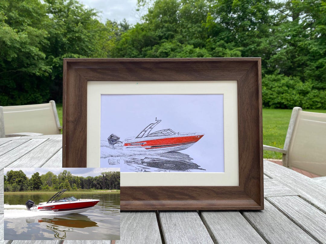 Personalized Pen and Ink Boat on Thick Card Stock Paper Perfect for ...