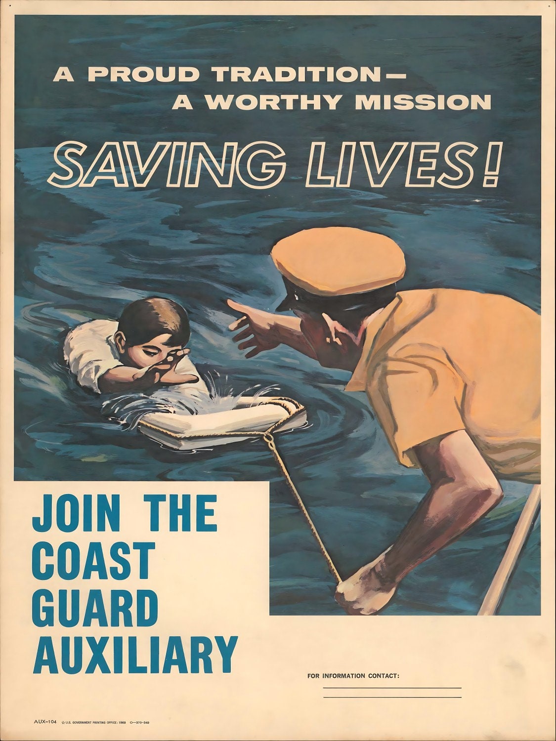 Join the Coast Guard Auxiliary Poster 1969. Saving Lives Digital ...