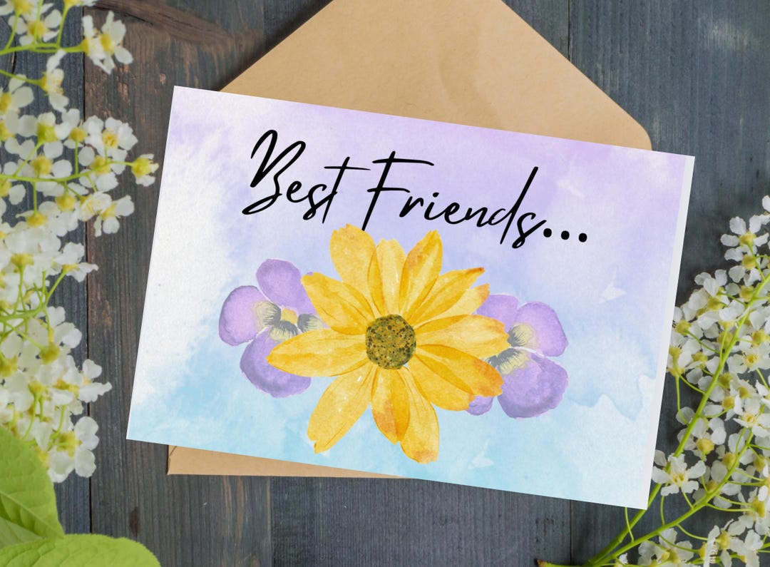 Best Friend Card Friendship Card Support Card for Friends, Watercolor ...