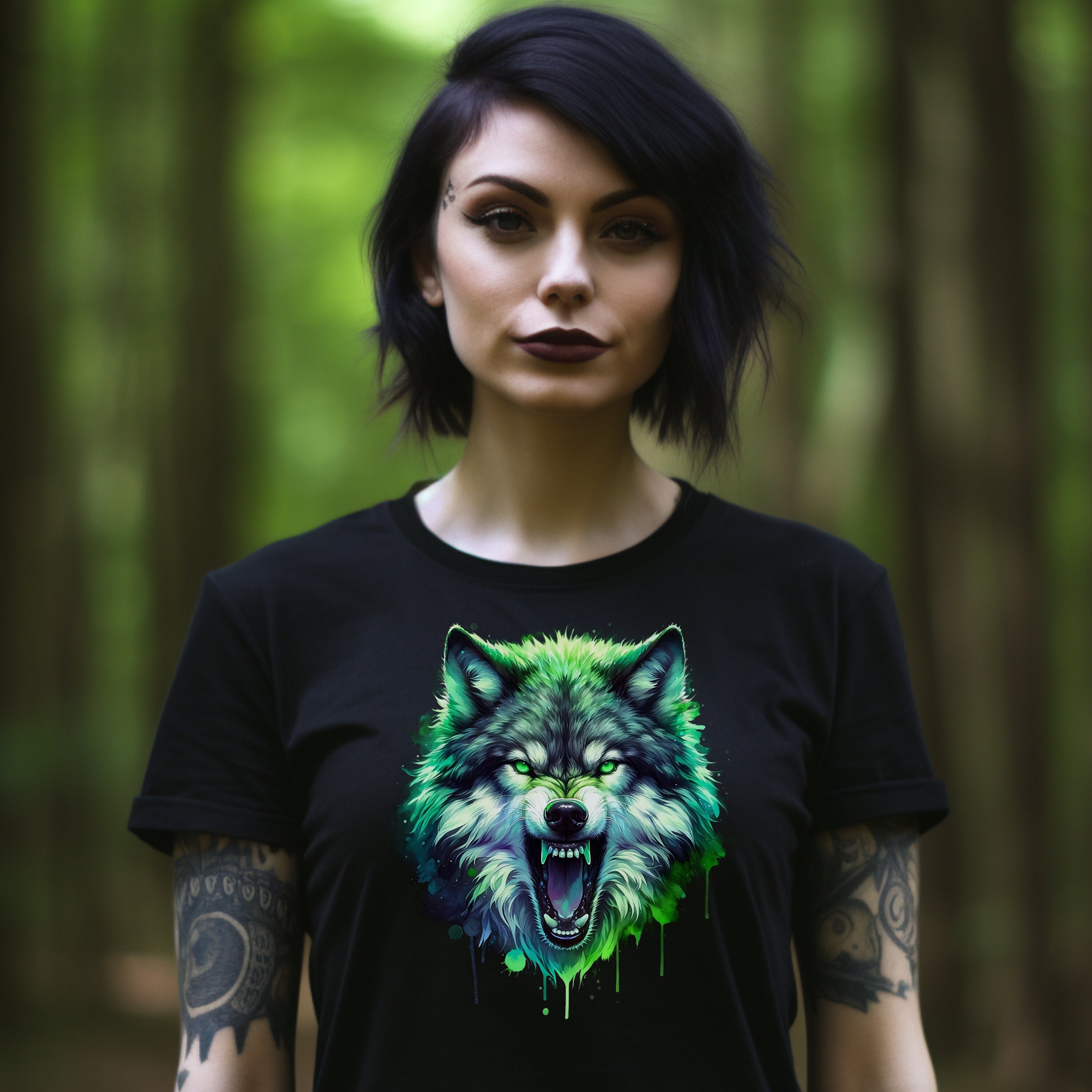 Mystical Green Wolf Digital Art, Mystical Green Wolf PNG, Fantasy ...