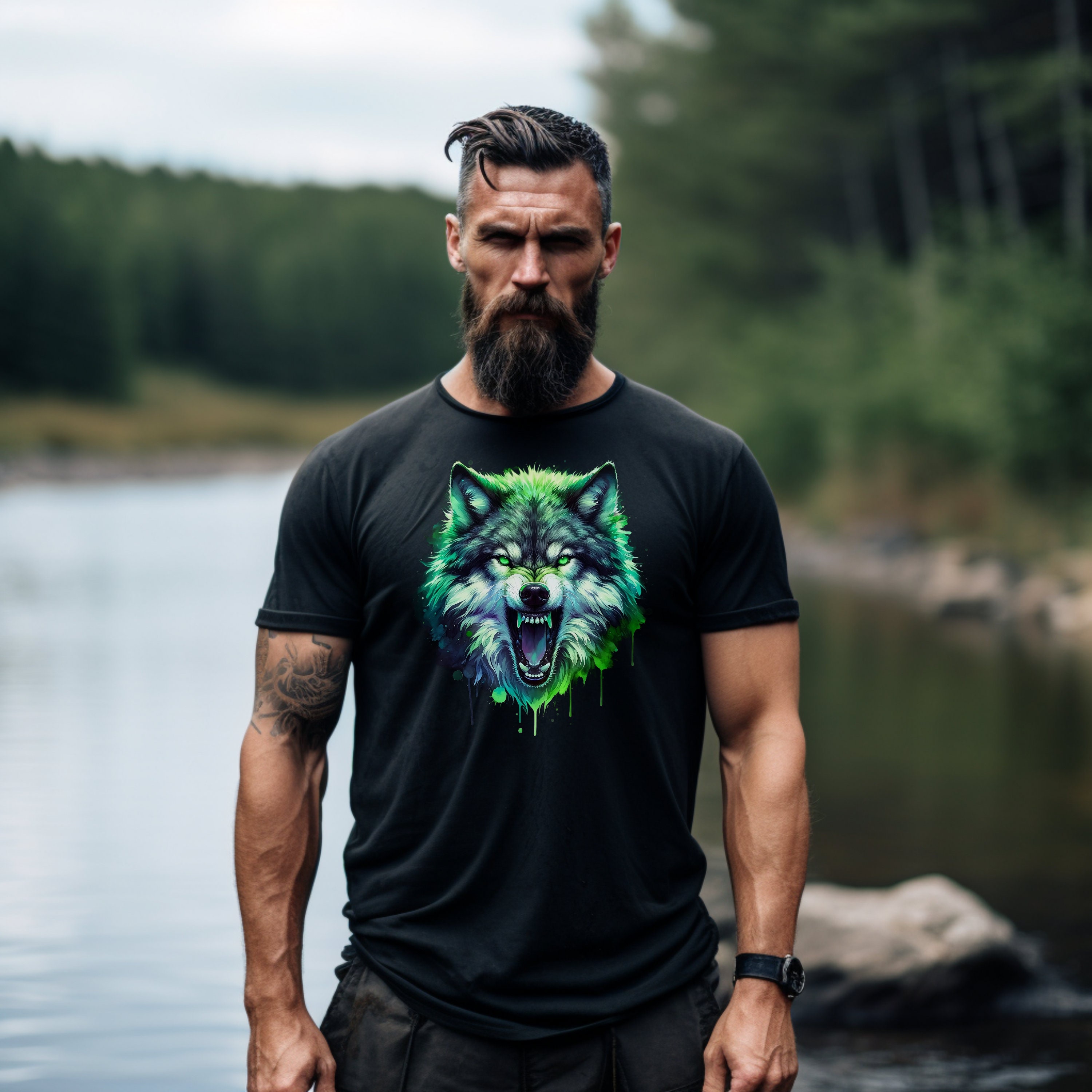 Mystical Green Wolf Digital Art, Mystical Green Wolf PNG, Fantasy ...
