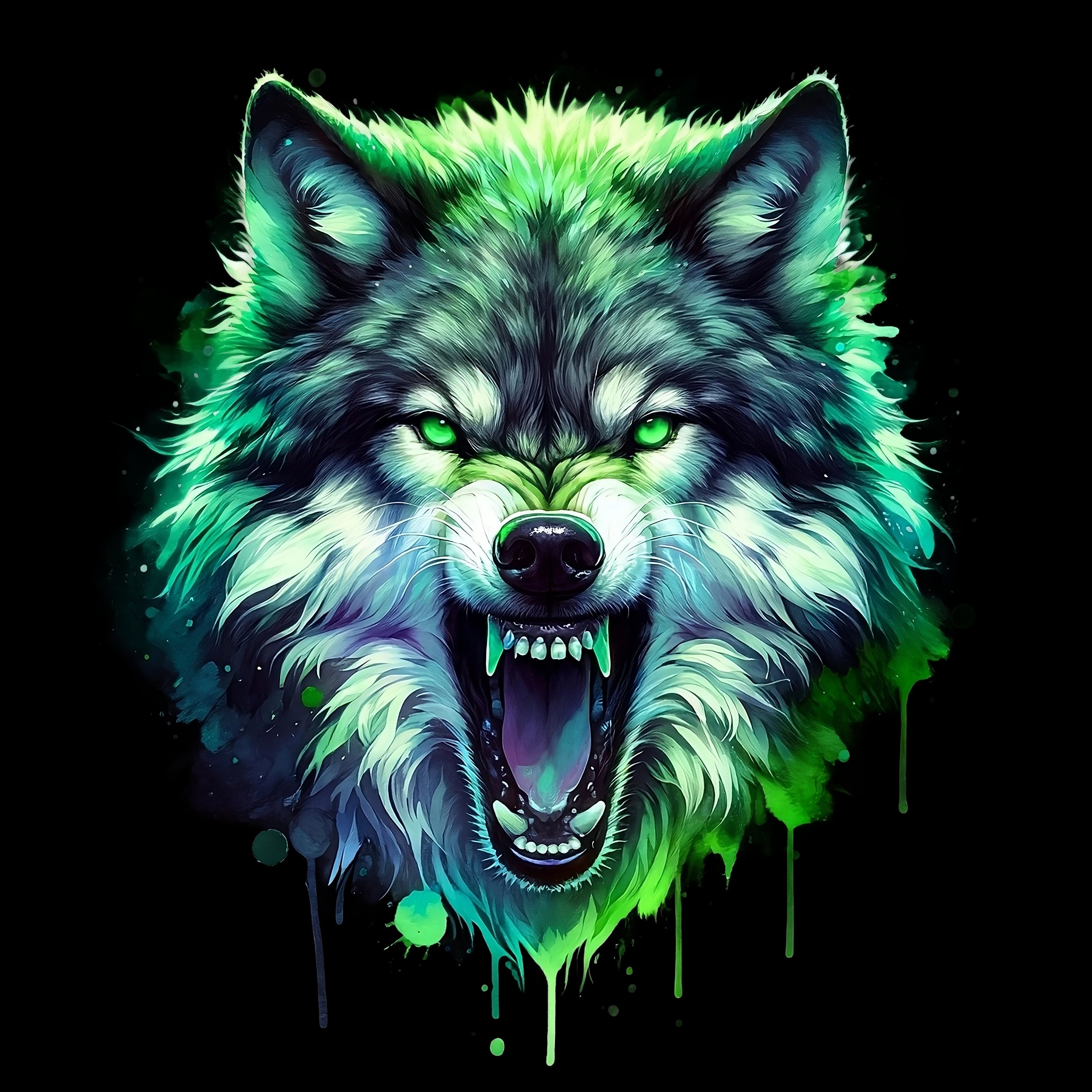 Mystical Green Wolf Digital Art, Mystical Green Wolf PNG, Fantasy ...