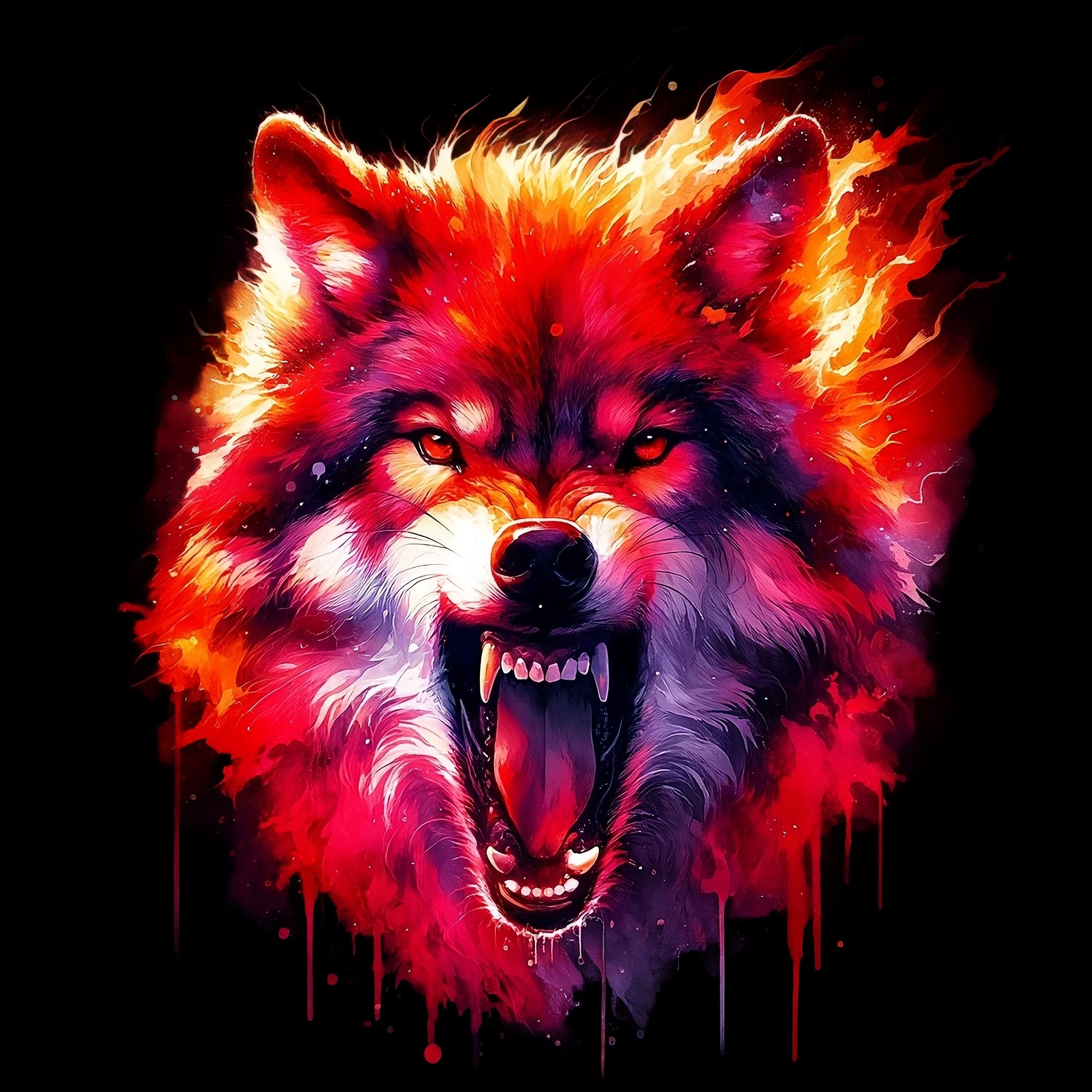 Fire Wolf Digital Art, Mystical Fire Wolf PNG, Fantasy Wildlife, 300 ...