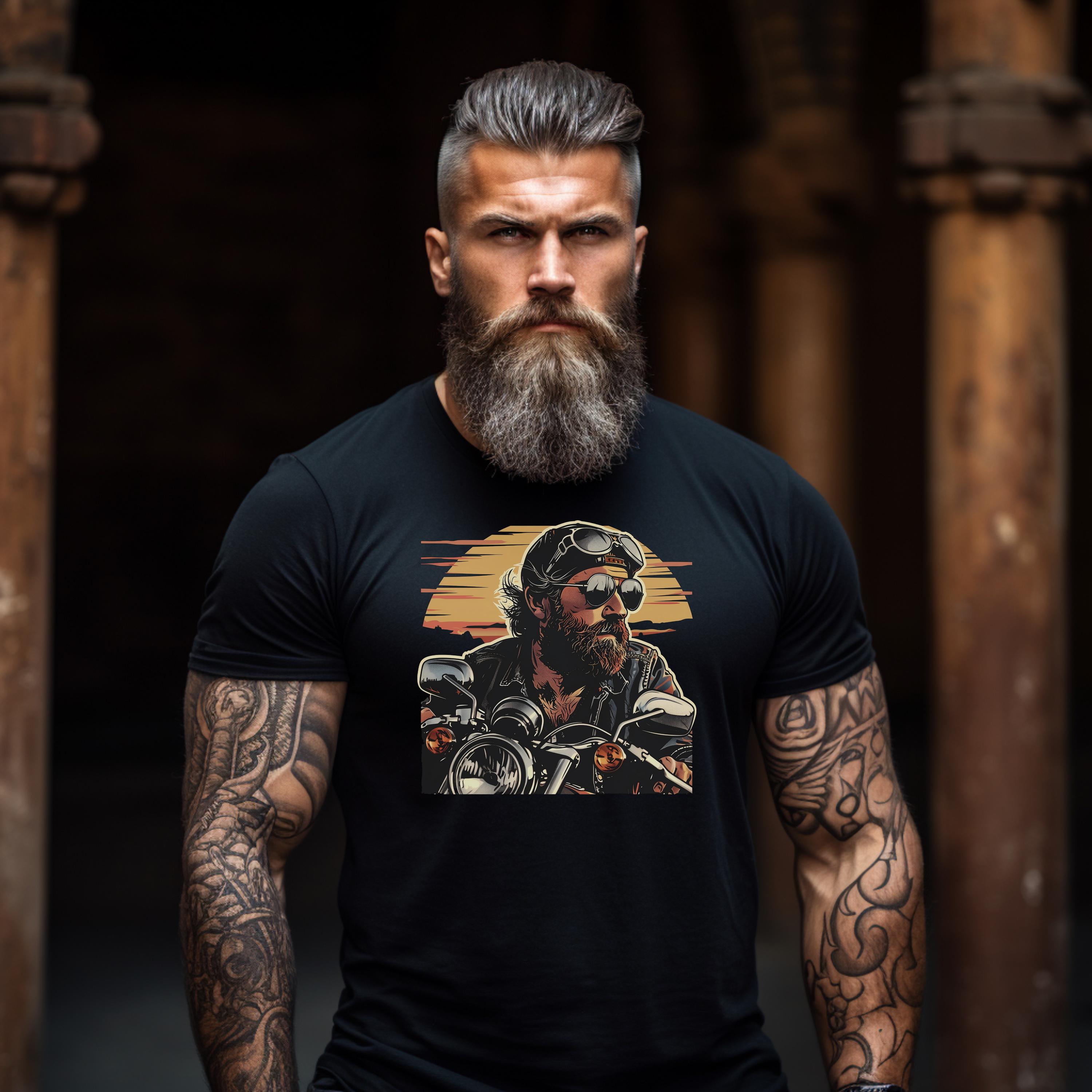 Vintage Biker Digital Art | Sunset Motorcycle Rider Illustration ...