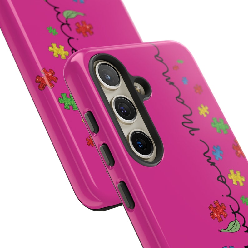 Pink Autism Mama Flower Phone Case Autism Awareness Phone Cover Puzzle ...