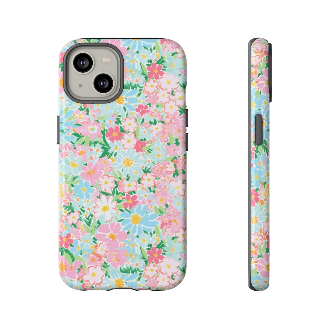 Light Blue Floral Phone Case Cute Pastel Pink and Blue Flowers Phone ...
