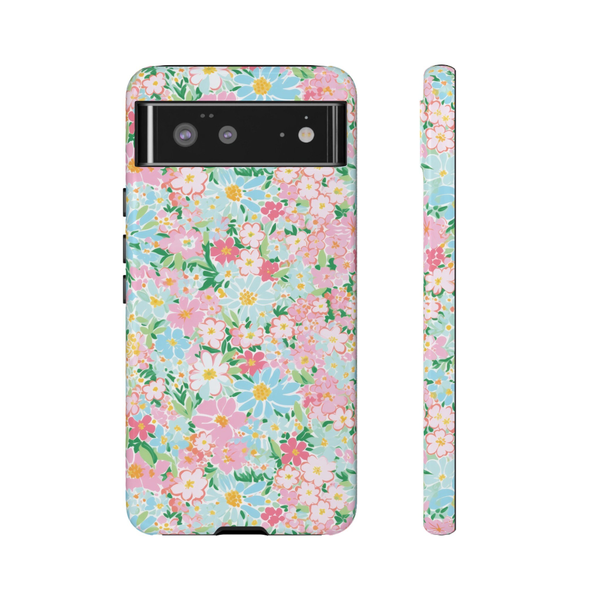 Light Blue Floral Phone Case Cute Pastel Pink and Blue Flowers Phone ...