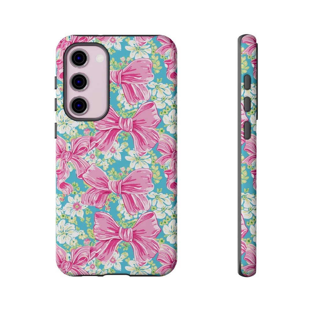 Pink Preppy Bows Green Vines and Daisies Phone Case Bows and Flowers ...