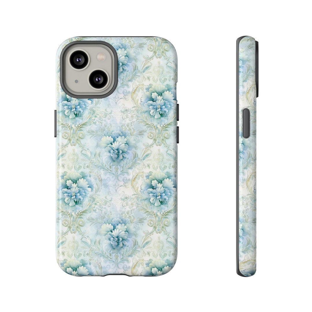 Light Blue Floral Damask Vintage Rococo Phone Case Shabby Blue ...