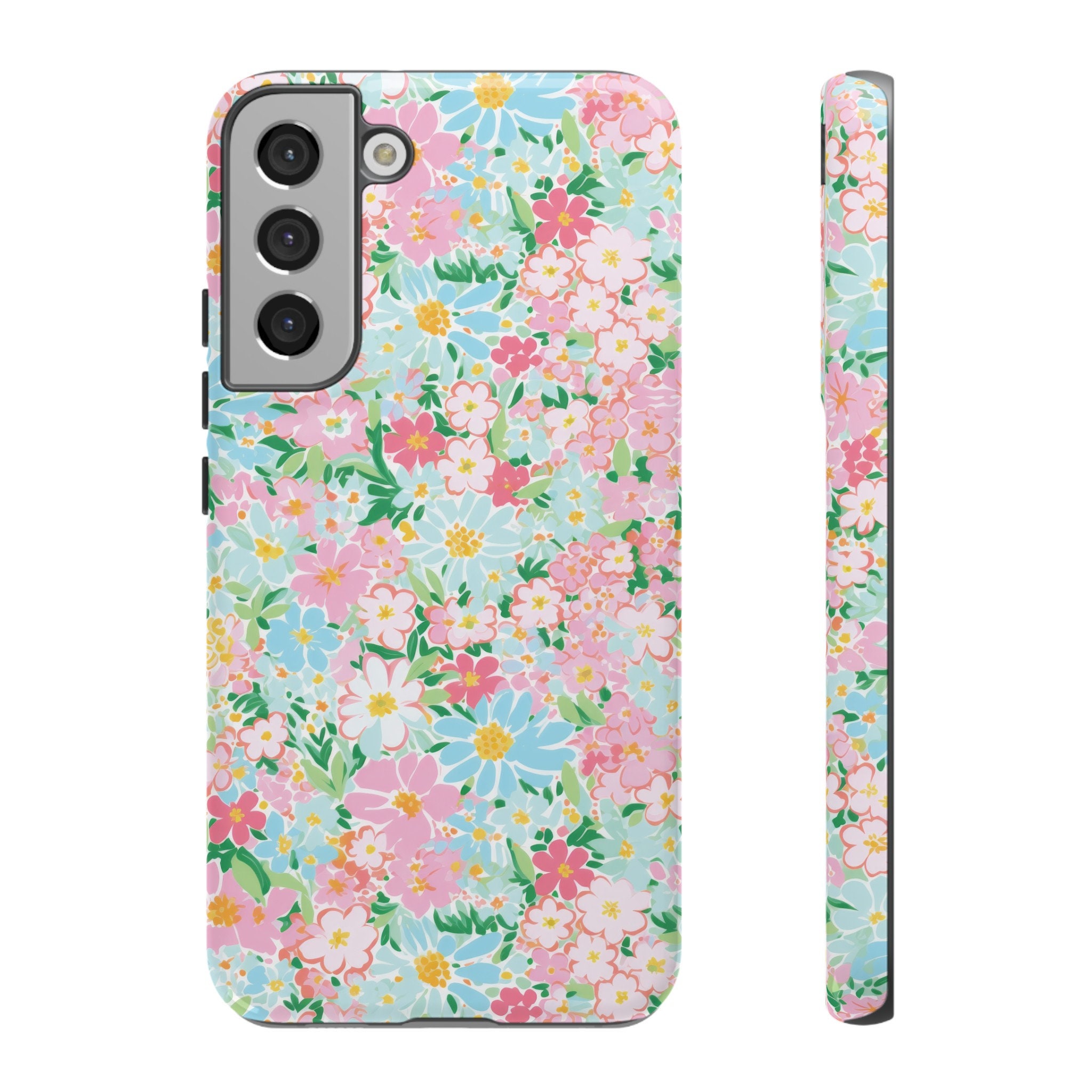 Light Blue Floral Phone Case Cute Pastel Pink and Blue Flowers Phone ...