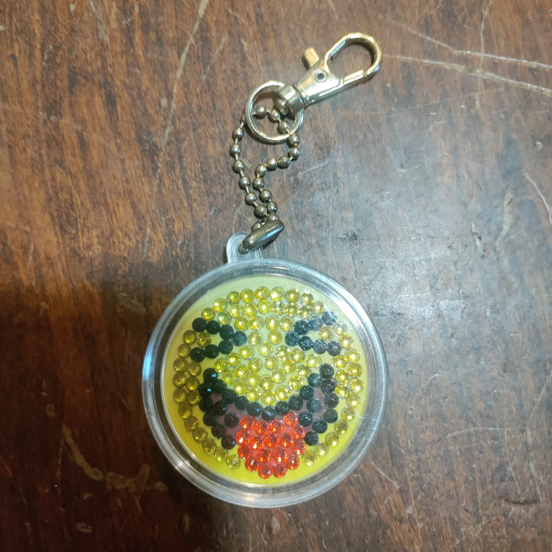 Sticking Out Tongue Smiley Face Diamond Painting Keychain - Etsy