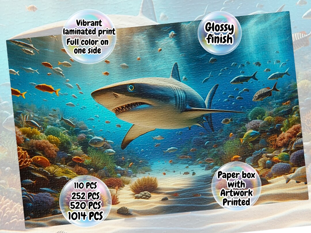 Shark Jigsaw Puzzle 1000 Family Game Night Gift Puzzle Lovers 500 Piece ...